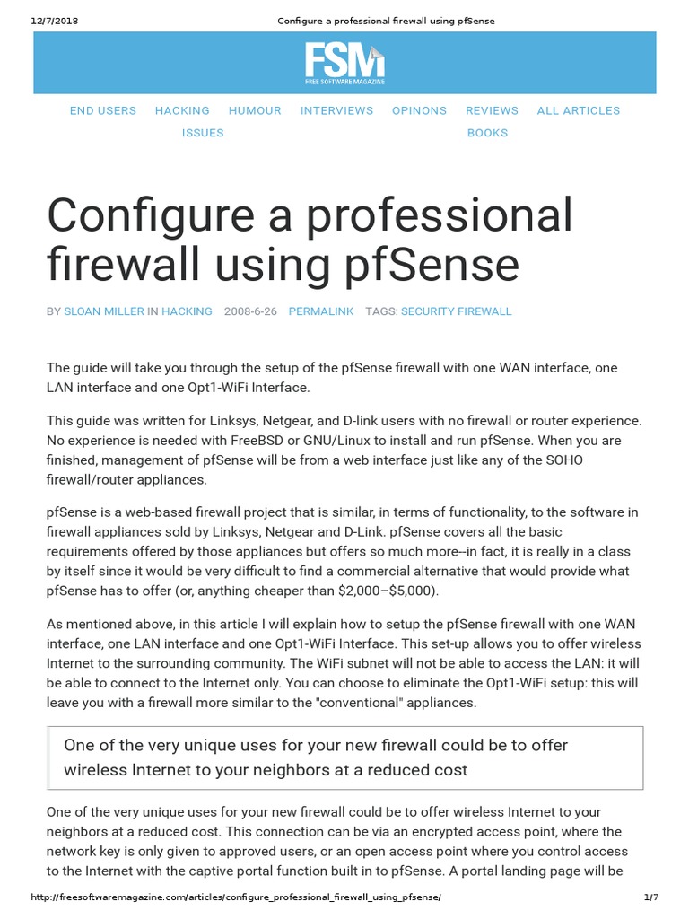 Configure A Professional Firewall Using Pfsense | PDF | Ip Address ...