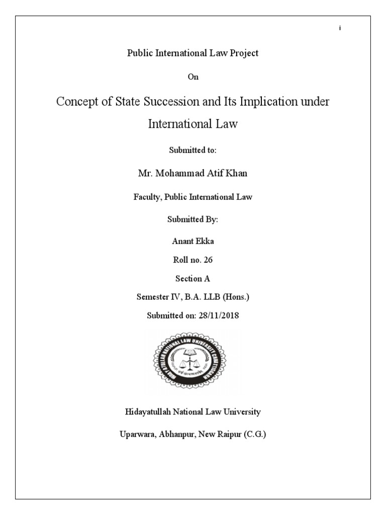 Concept of State Succession and Its Implication Under International Law ...