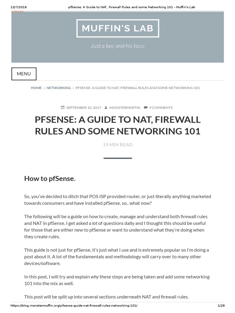 Pfsense - A Guide To NAT, Firewall Rules and Some Networking 101 | PDF ...