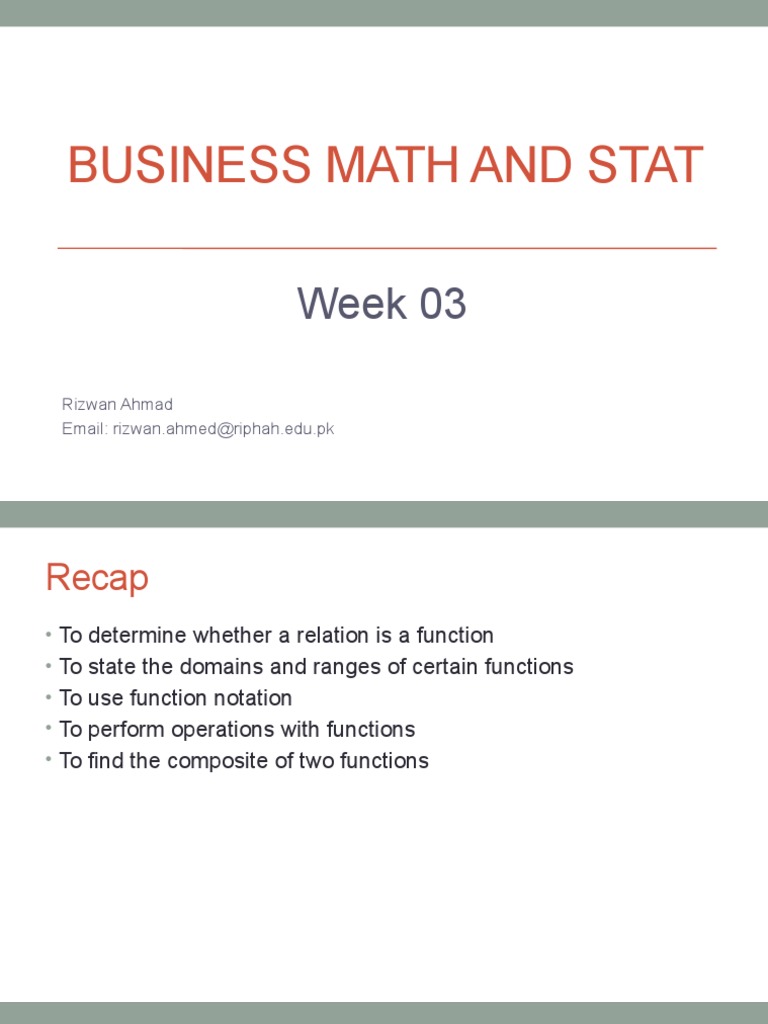 Business Math and Stats-Week 03 | PDF | Line (Geometry) | Slope