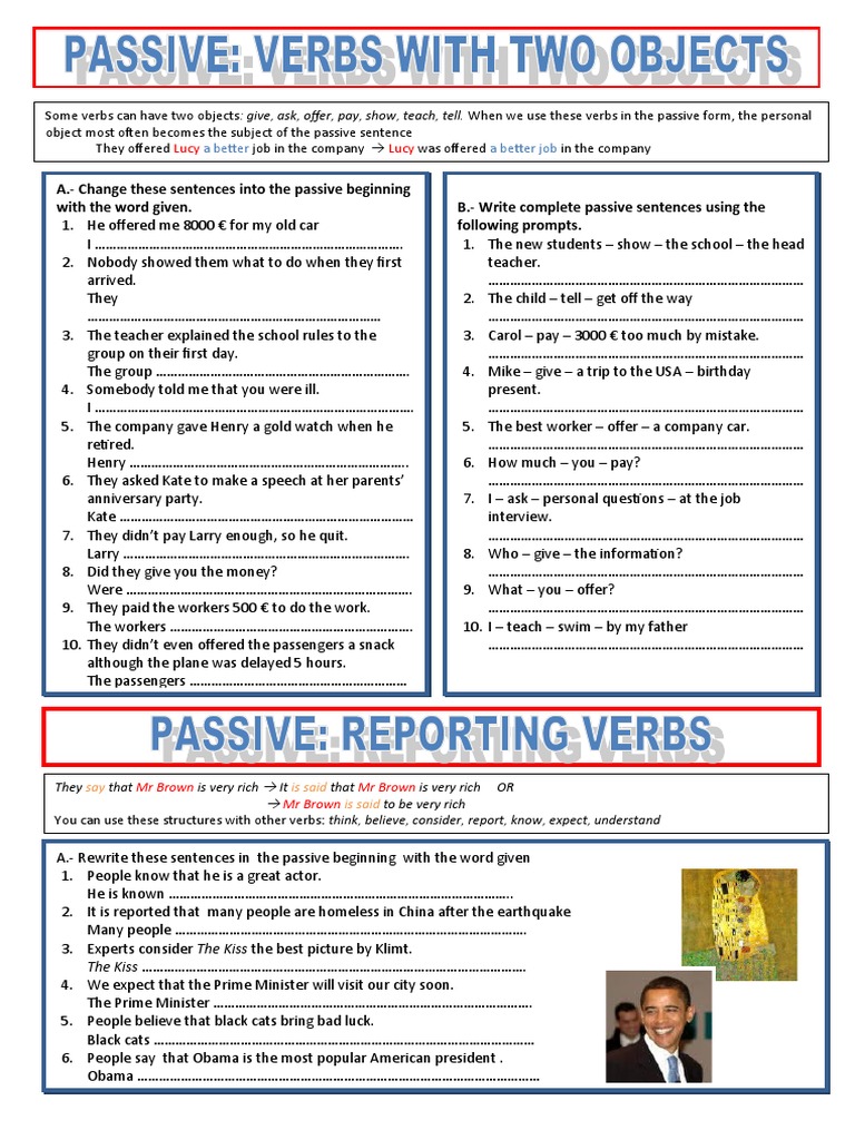 Passive With Reporting Verbs2 | PDF | Subject (Grammar) | Language ...