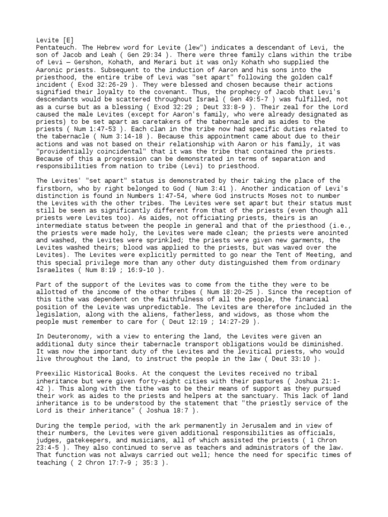 Levites | PDF | Hebrew Bible People | Torah Books