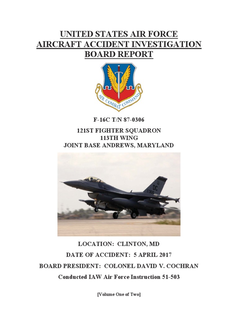 United States Air Force Aircraft Accident Investigation Board Report ...