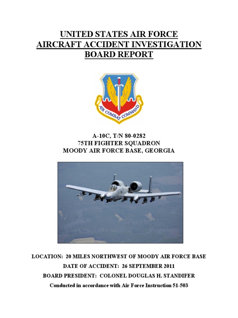 United States Air Force Aircraft Accident Investigation Board Report ...