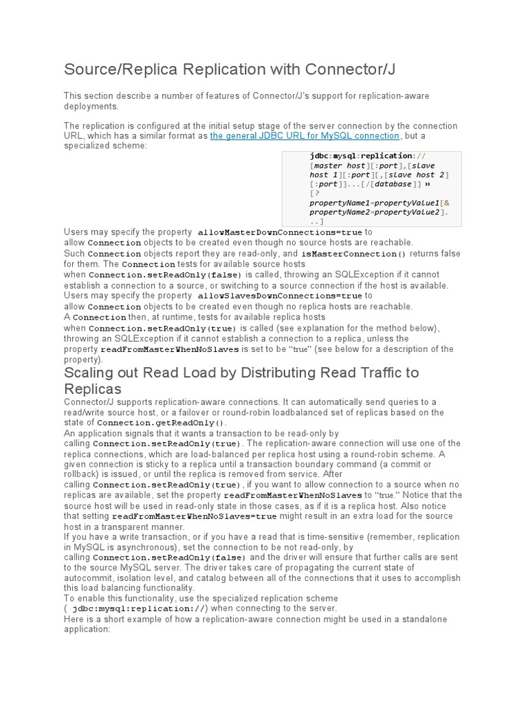 Source/Replica Replication With Connector/J: Scaling Out Read Load by ...