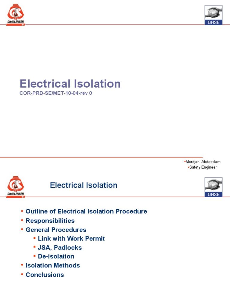 Electrical Isolation Procedure Guide | PDF | Electrical Components ...