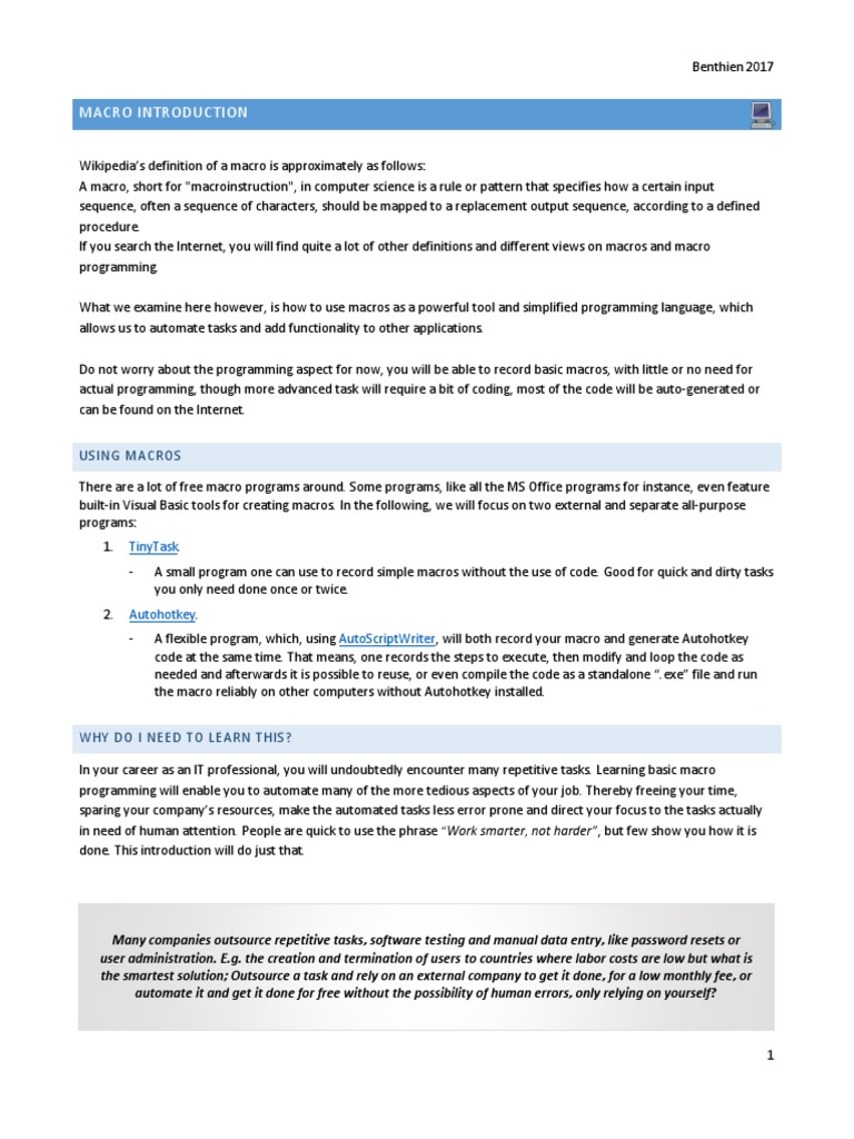 Macro Introduction Using Macros Pdf Scripting Language Macro