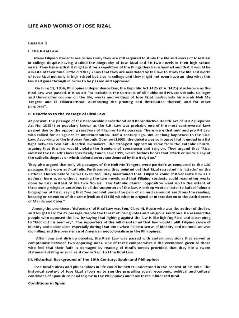 Life and Works of Jose Rizal: Lesson 1 | PDF | Philippines
