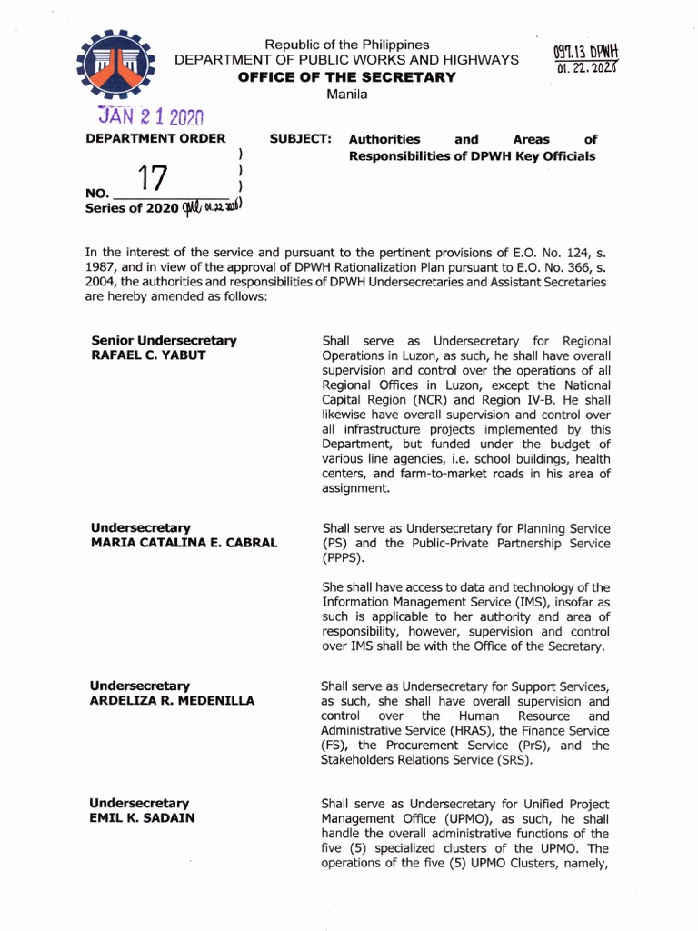 DO - 17 - s2020 DPWH Key Officials | PDF | Social Institutions | Social ...
