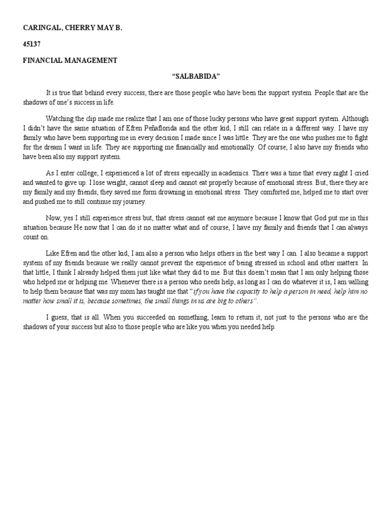 SALBABIDA, Caringal Cherry May | PDF