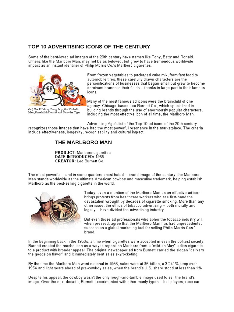 Top 10 Advertising Icons of The Century | PDF | Foods | Business