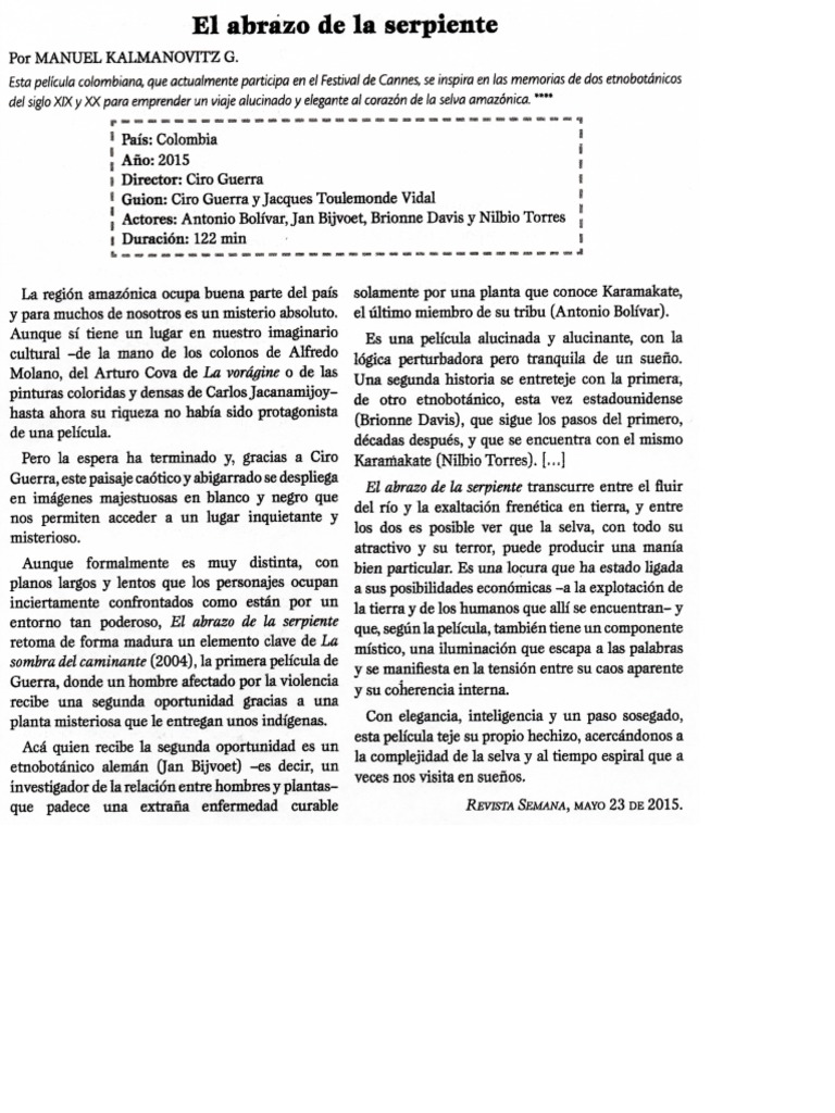 El Abrazo de La Serpiente | PDF