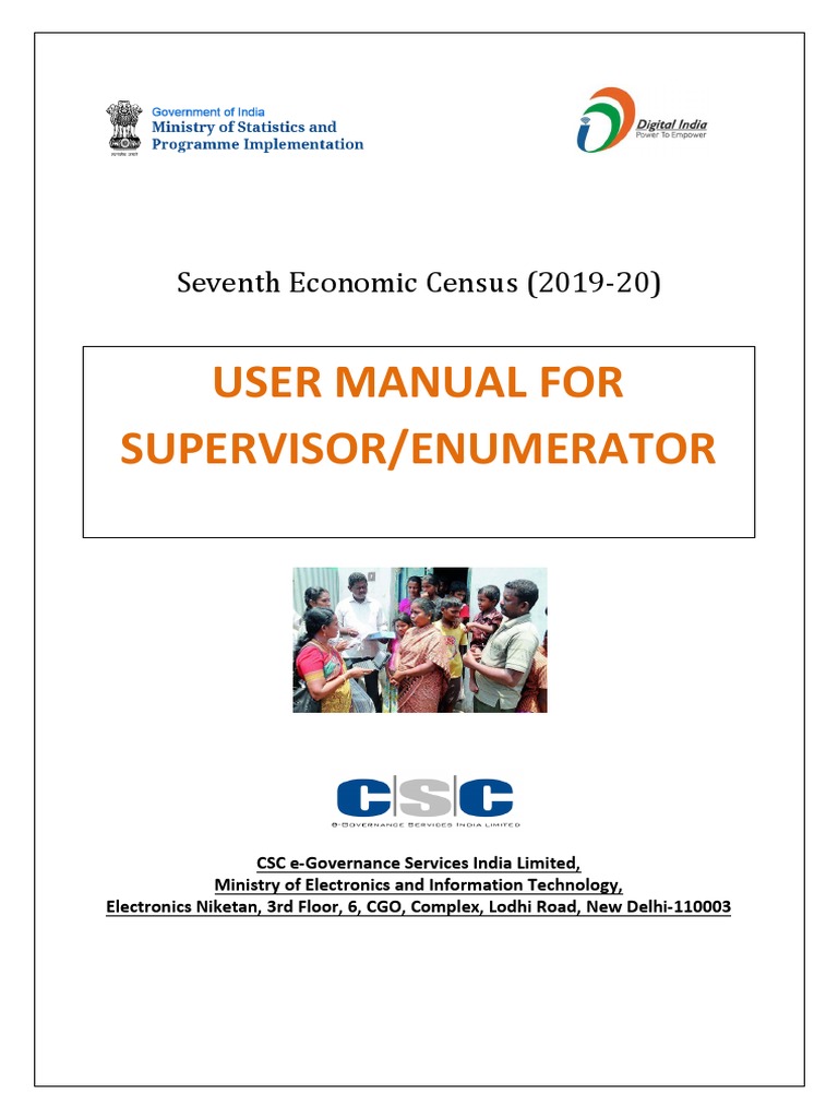 User Manual For Supervisor/Enumerator: Seventh Economic Census (2019-20 ...