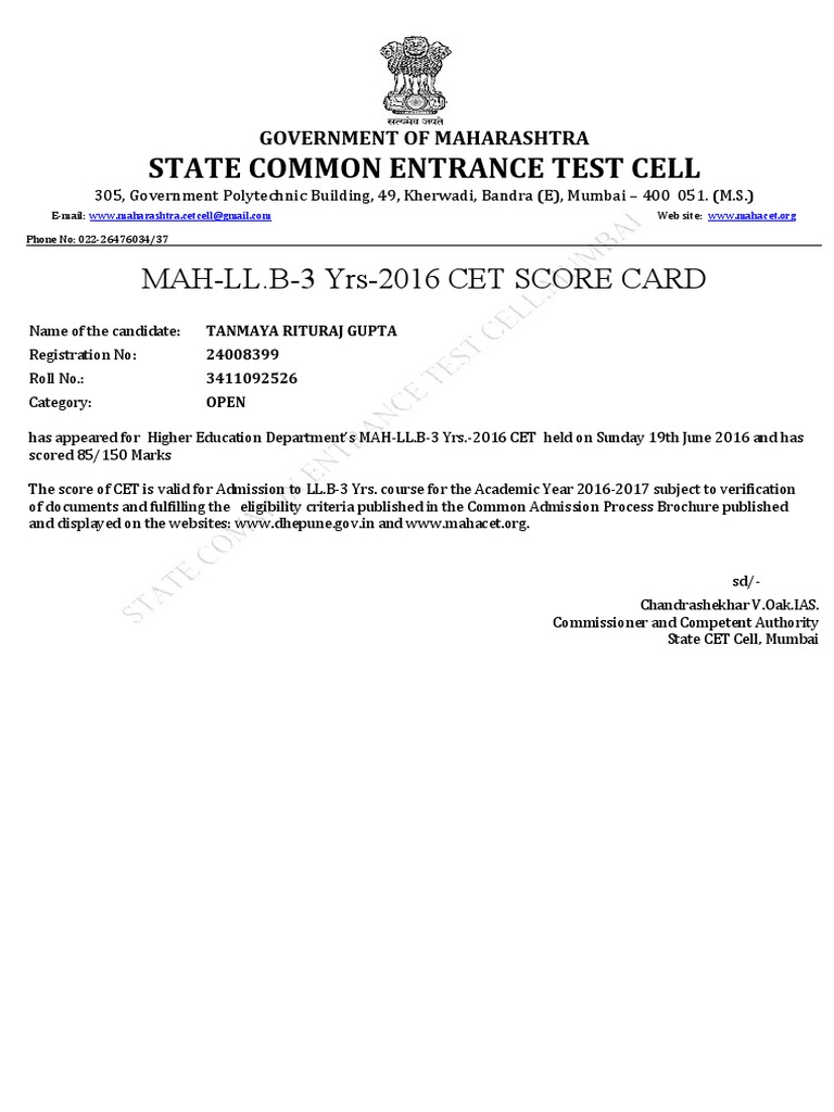 Cet Mark Sheet PDF | PDF