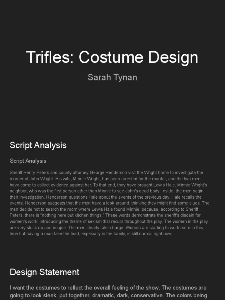 Trifles - Costume Design | PDF | Clothing