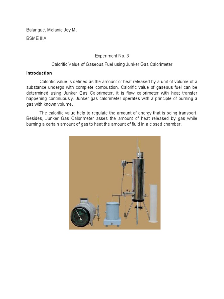 Calorific Value | PDF | Gases | Volume