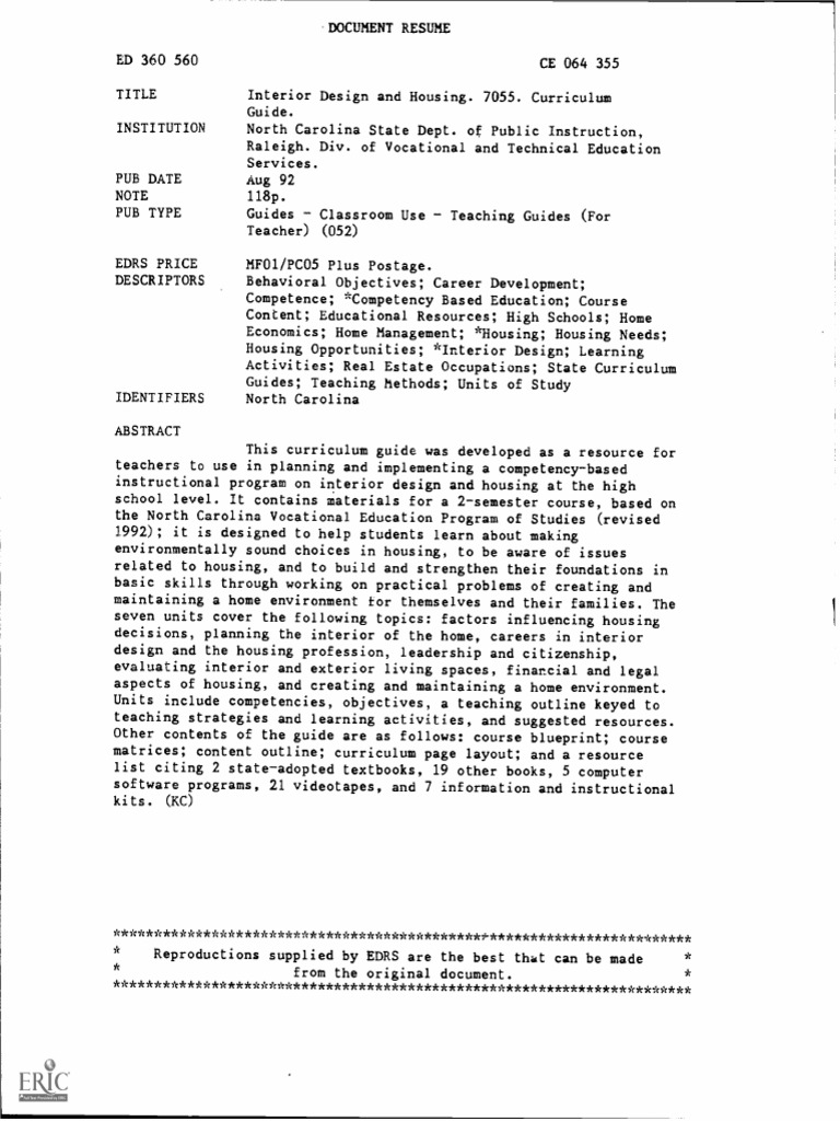 Interior Design and Housing. 7055. Curriculum Guide PDF | PDF ...