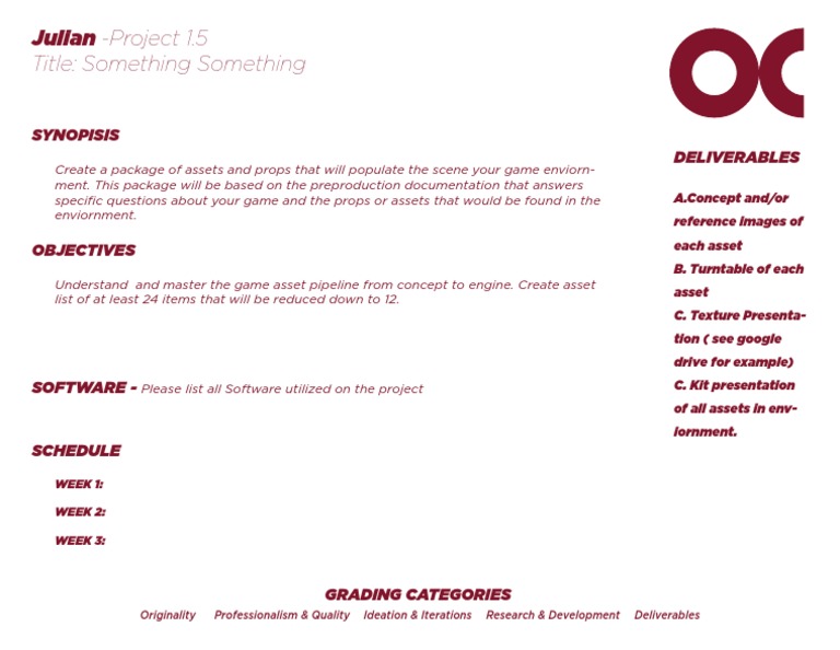 Julian - Project 1.5 Title: Something Something: Synopisis Deliverables ...