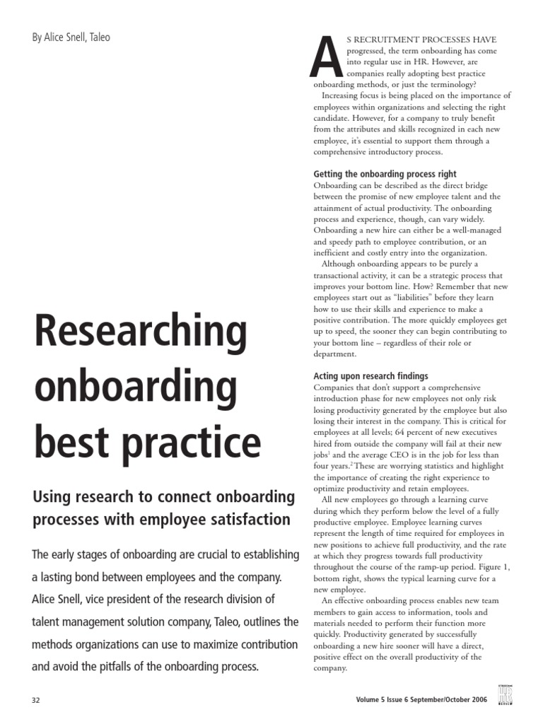 Researching Onboarding Best Practice: Using Research To Connect ...