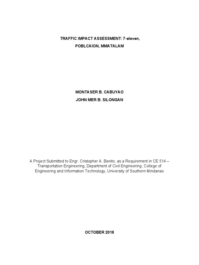 Traffic Impact Assessment Final Report | PDF | Service Industries ...