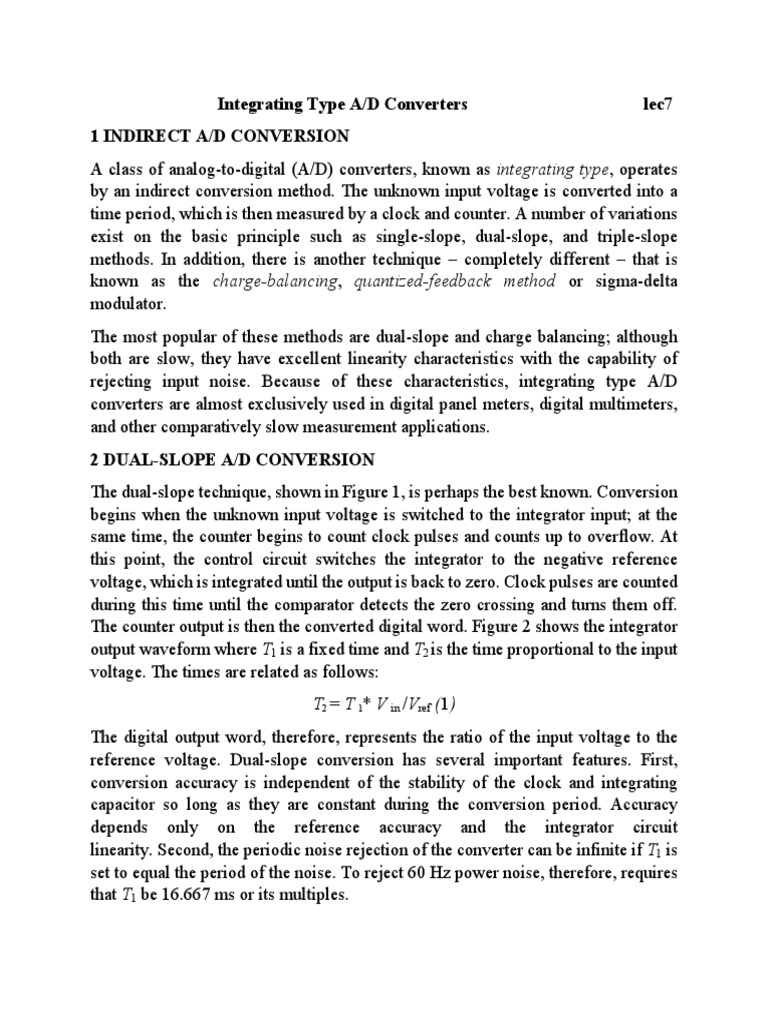Lec 6 Integrating Type ADC PDF | PDF | Analog To Digital Converter ...
