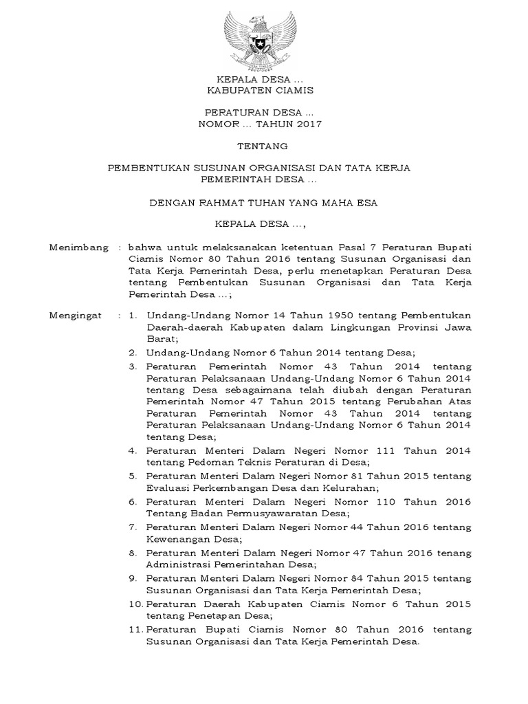 Contoh Perdes SOTK | PDF