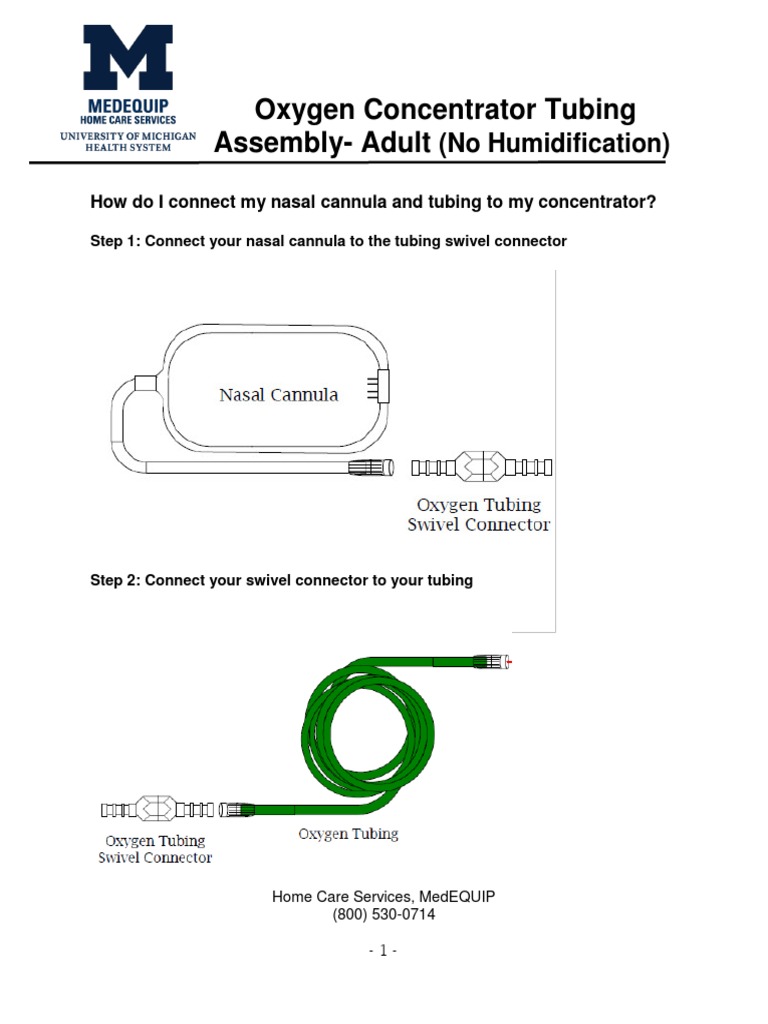 Oxygen Concentrator Tubing Assembly-Adult: (No Humidification) | PDF