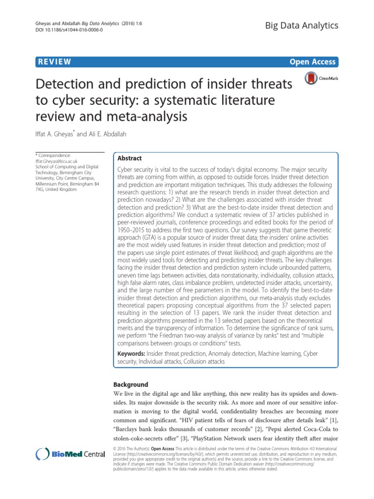 Detection and Prediction of Insider Threats To Cyber Security | PDF ...