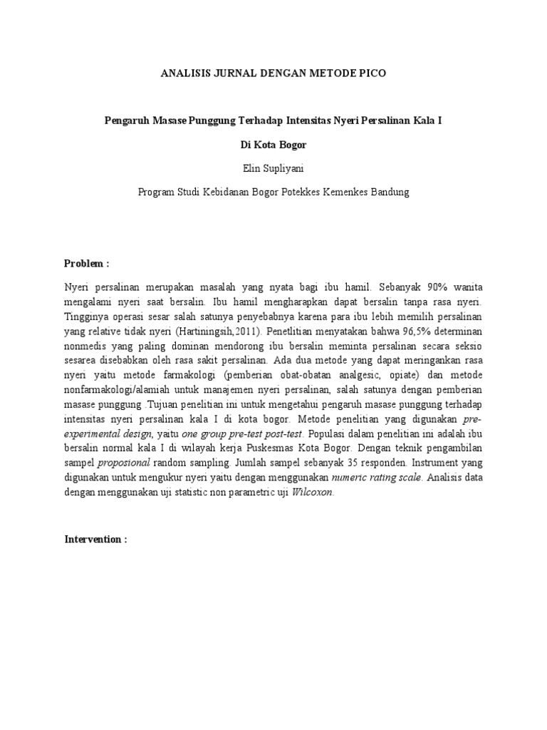 Analisis Jurnal Dengan Metode Pico | PDF