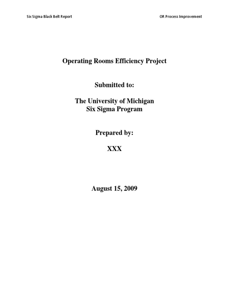 Operating Rooms Efficiency Project | PDF | Six Sigma | Standard Deviation