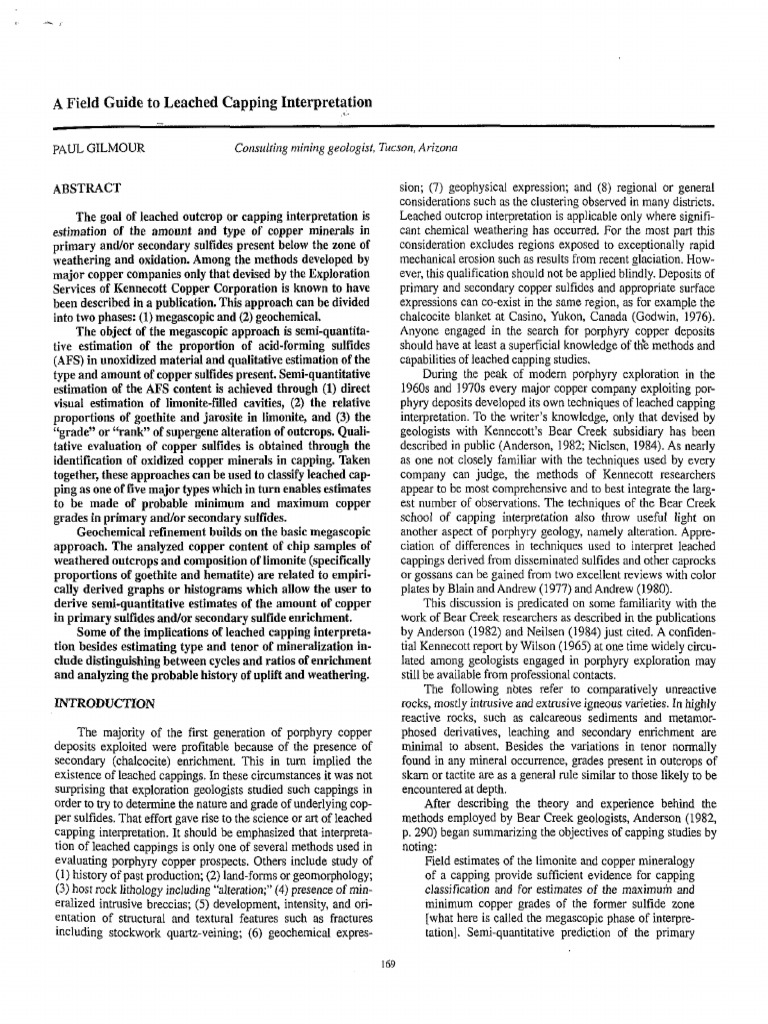 Leached Capping Interpretation Guide | PDF | Copper | Earth Sciences