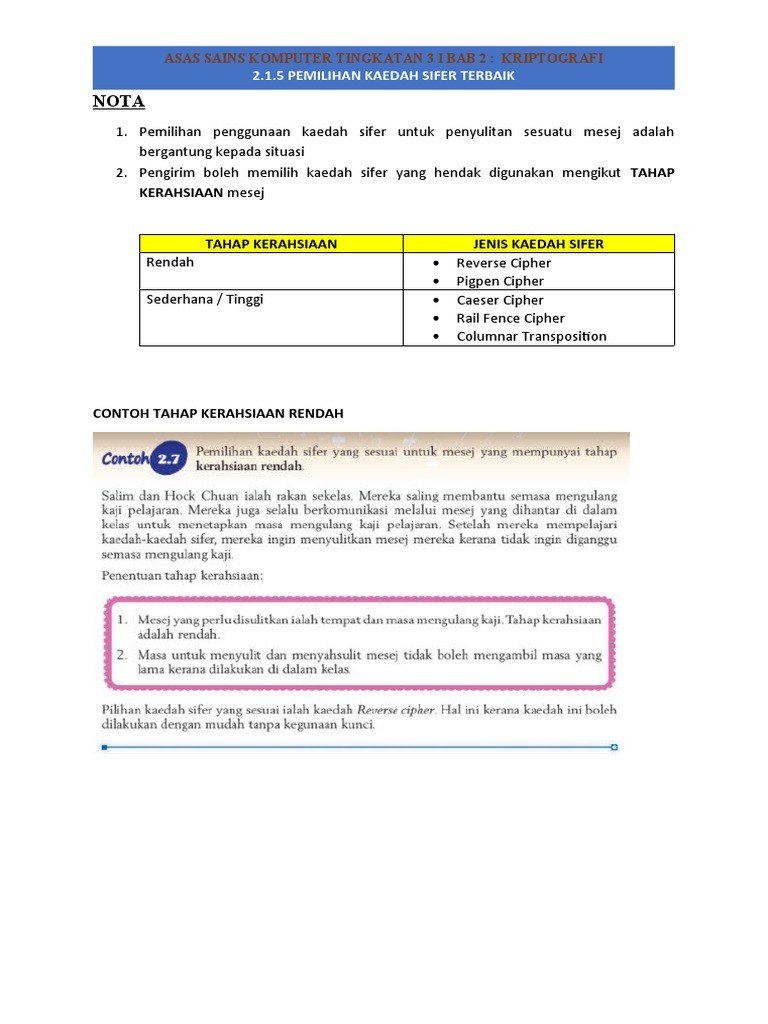 Nota Ringkas 2.1.5 Pemilihan Kaedah Sifer Terbaik | PDF