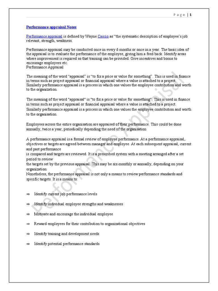 Performance Appraisal Notes | Download Free PDF | Performance Appraisal ...