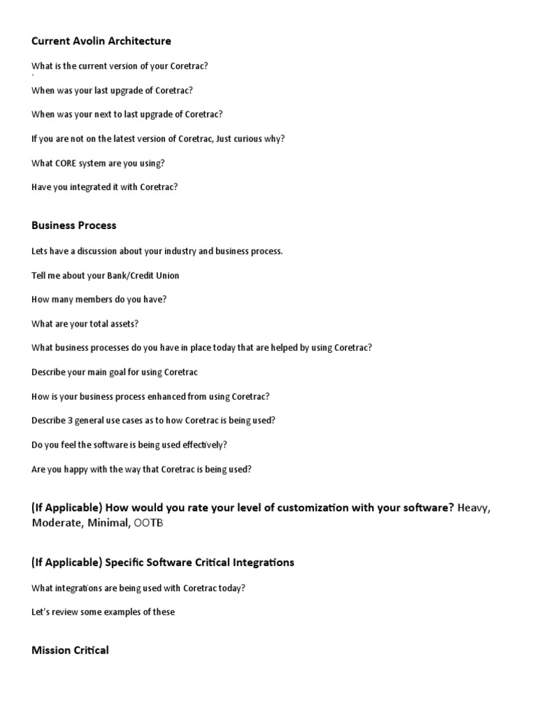 Coretrac Deep Dive Sessions Template 2020 | PDF | Business Process ...