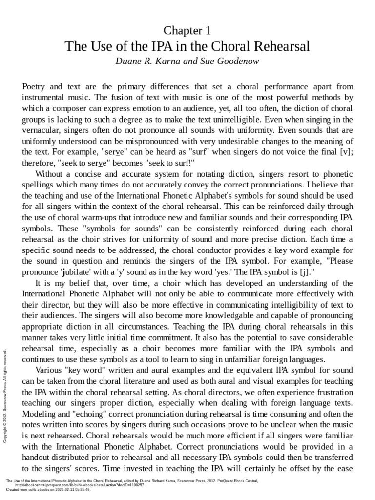 The Use of The International Phonetic Alphabet in ... - (Chapter 1 The ...