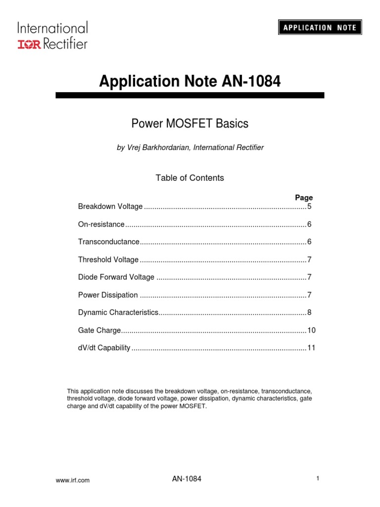 Power MOSFET Basics | PDF | Field Effect Transistor | Bipolar Junction Transistor