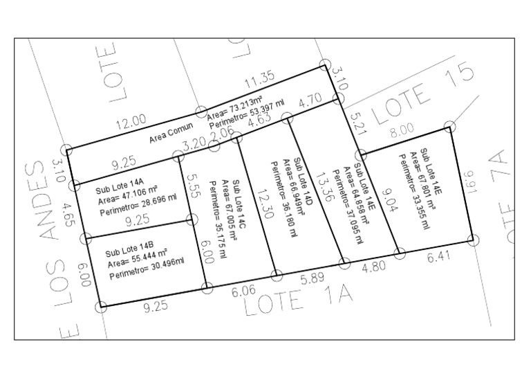 Area 47.106 M Perimetro 28.696 ML Sub Lote 14A | PDF