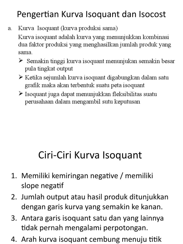 Pengertian Kurva Isoquant Dan Isocost | PDF