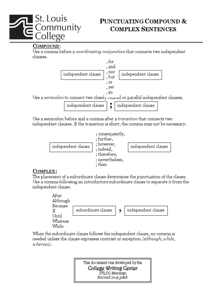 Punctuating Compound Complex Sentences | PDF