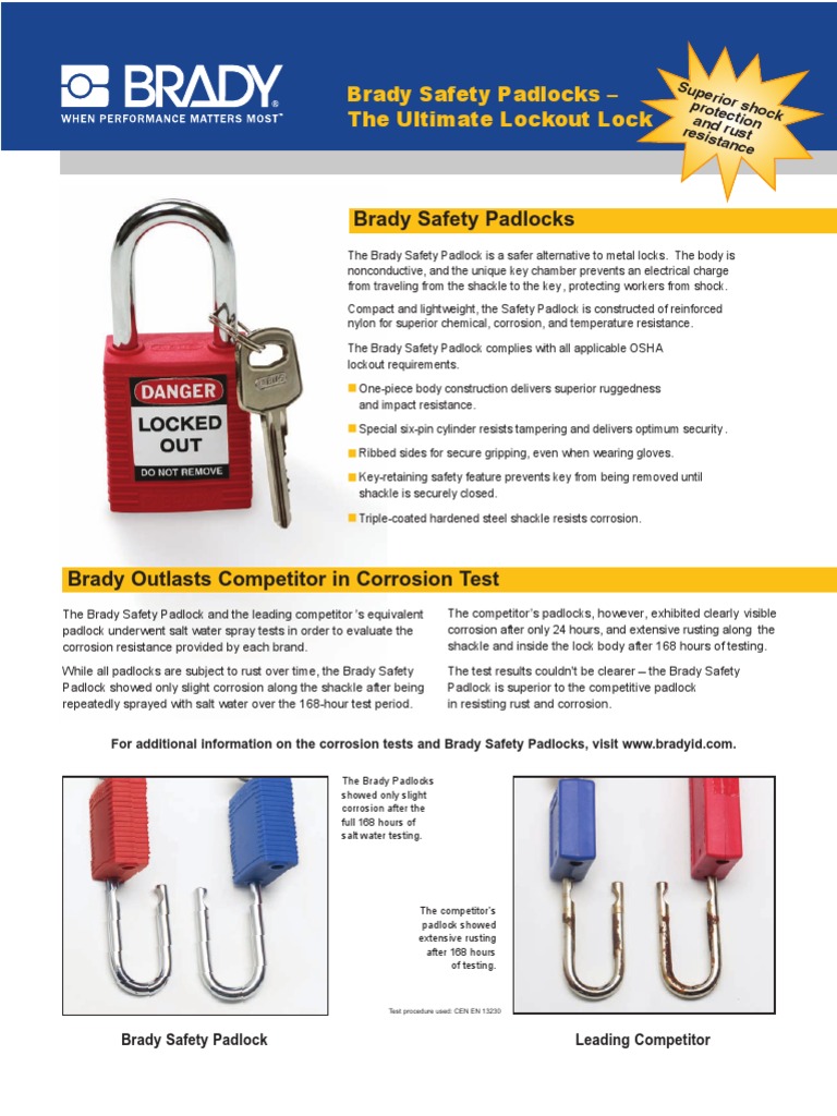 Brady Safety Padlocks | PDF | Corrosion | Nature