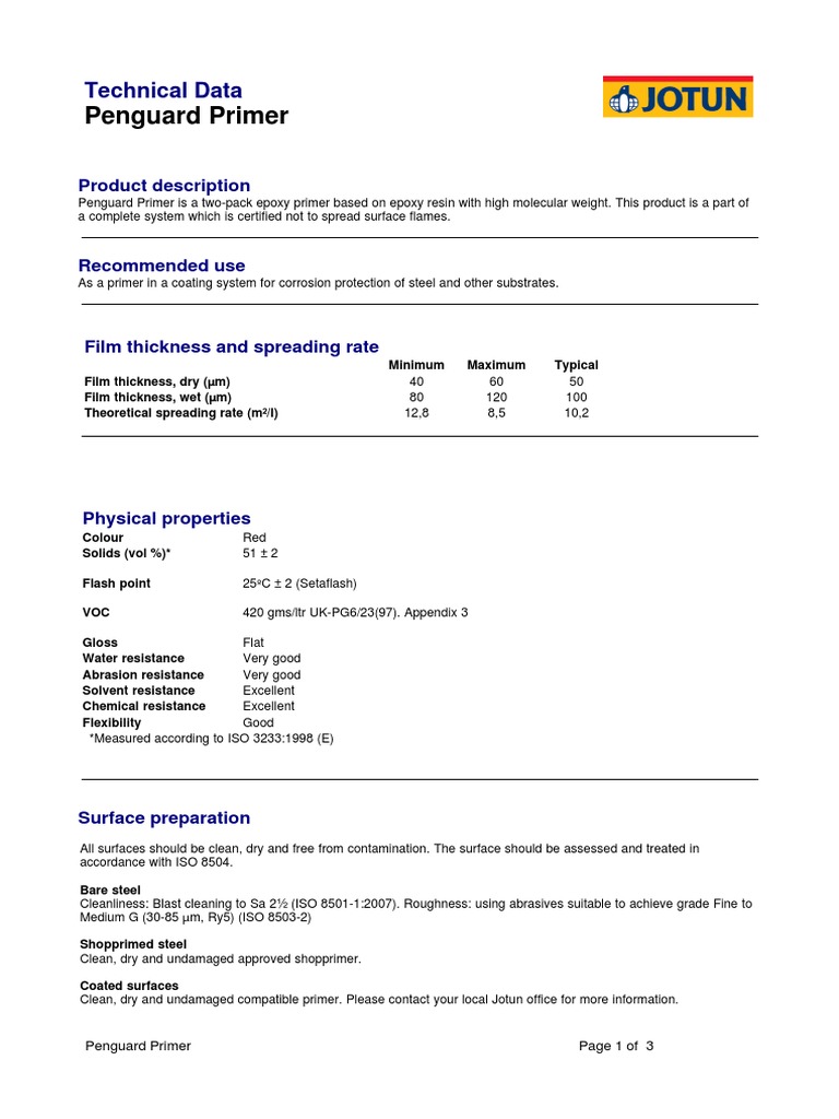 Technical Data Sheet: Penguard Primer - A Two-Pack Epoxy Primer for ...