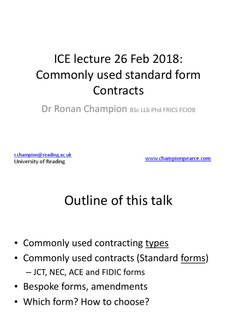 Overview of Standard Construction Contracts | PDF | Adjudication | Business