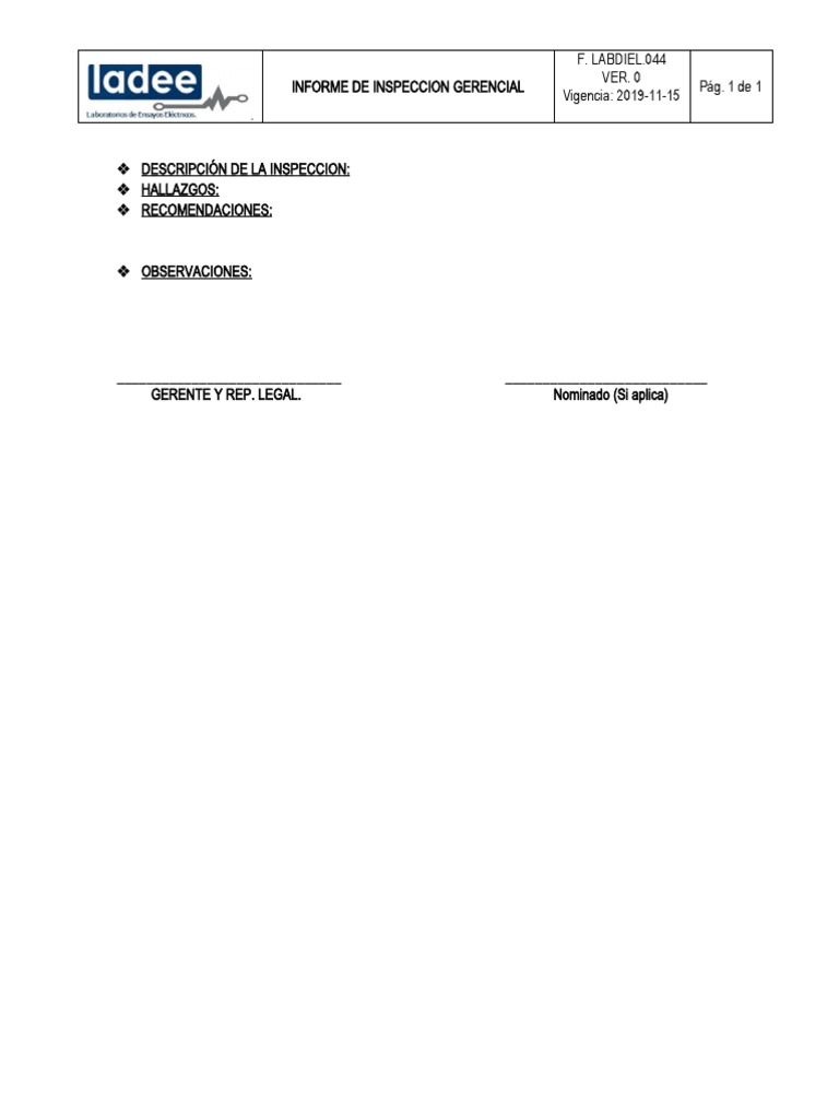 Informe Inspecciones Gerencial | PDF