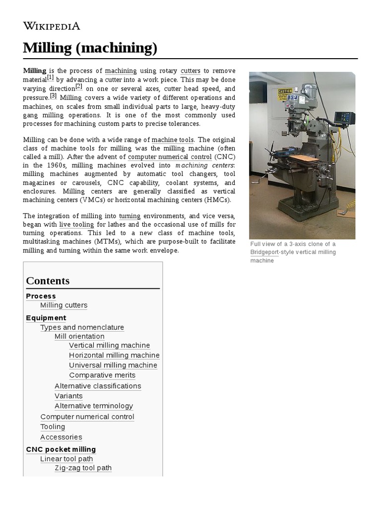 Milling (Machining) : Milling Is The Process of Machining Using Rotary ...