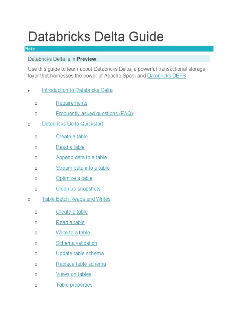 Databricks Delta Guide | PDF | Apache Spark | Database Transaction