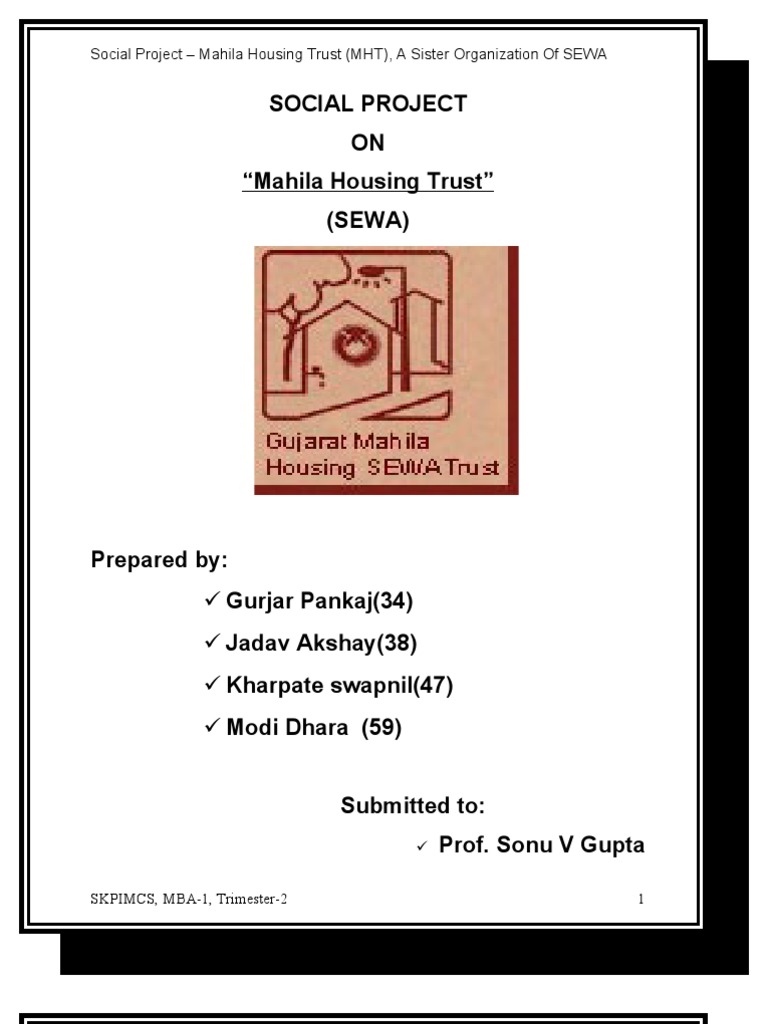 Social Project On Mahila Housing Sewa Trust | PDF | Slum | Economies