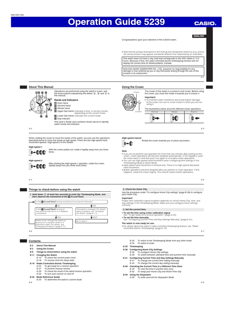 Casio Edifice Manual PDF | Download Free PDF | Daylight Saving Time | Time