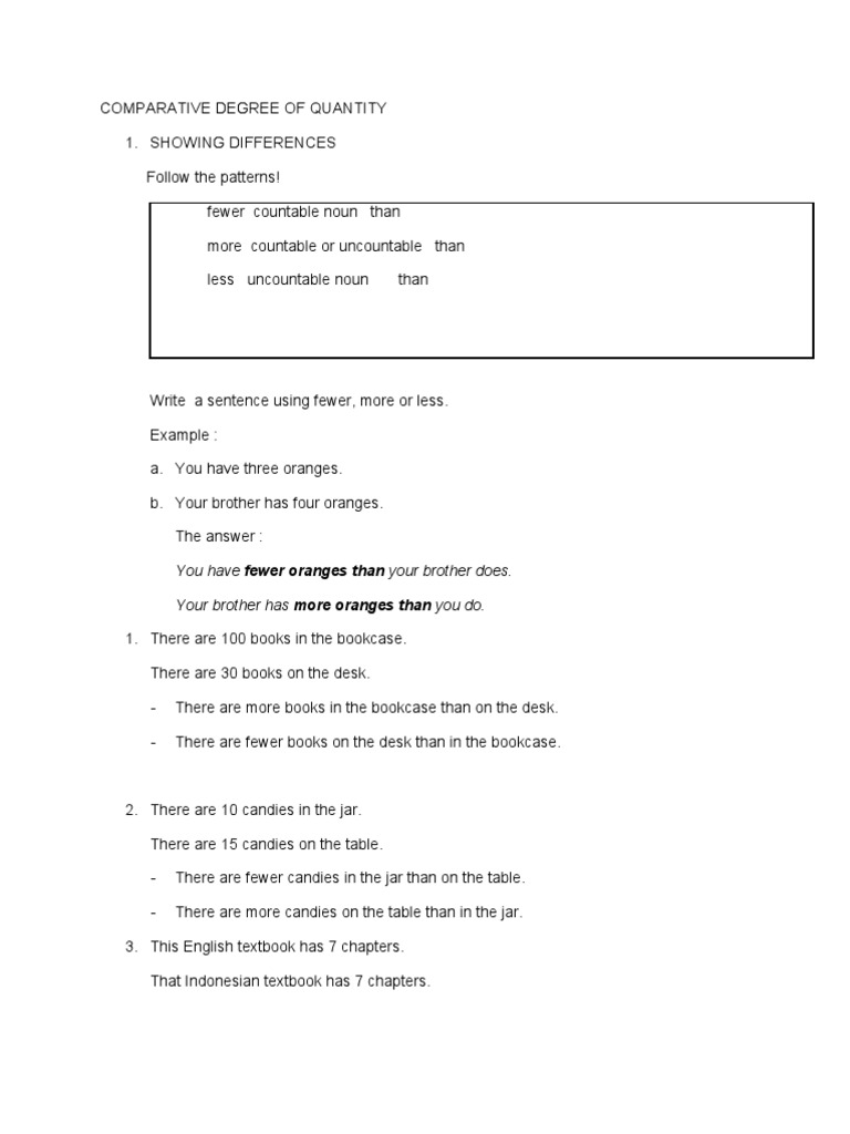 Comparative Degree of Quantity | PDF | English Language | Noun