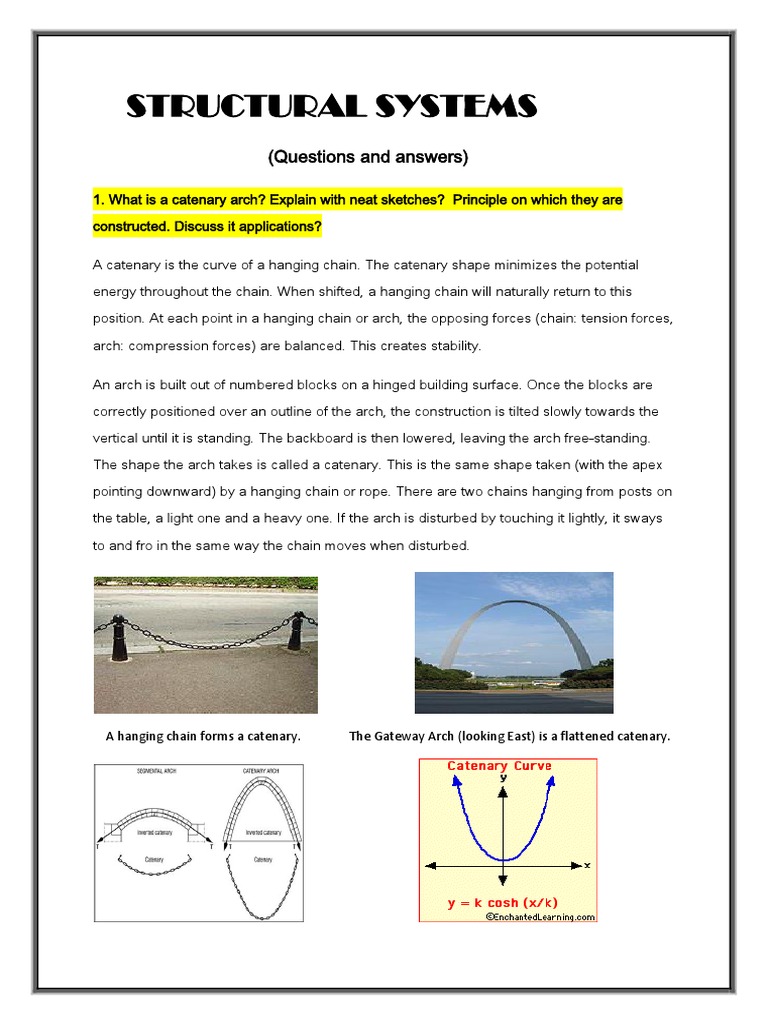 Structural Systems: (Questions and Answers) | PDF | Truss | Vault ...