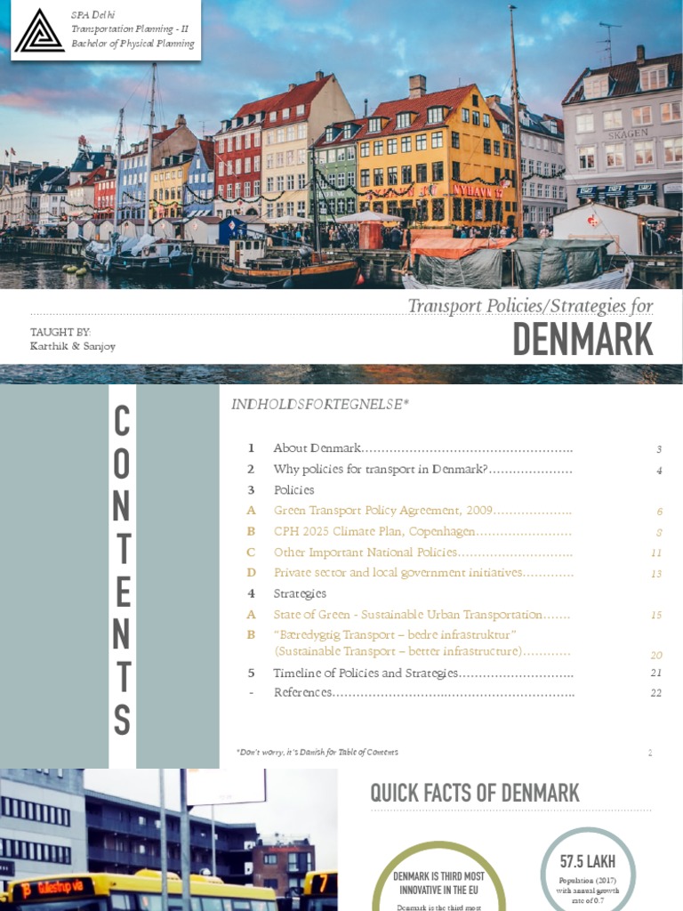 Transport Policies and Strategies For Denmark | PDF